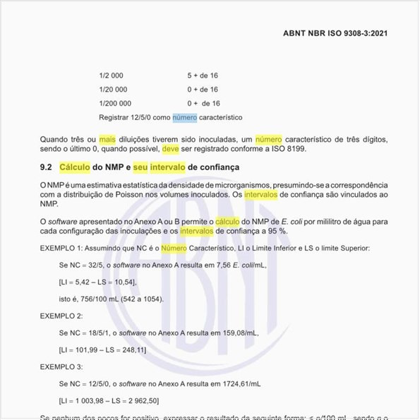 Como deve ser feito o cálculo do número mais provável (NMP) e seu inte