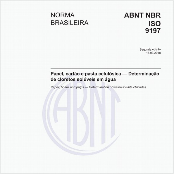 ABNT NBR ISO 9197 NBRISO9197 Papel, cartão e pasta celulósica