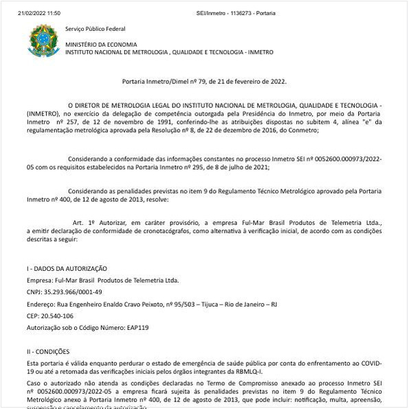Portaria DIMEL/INMETRO 79:2022