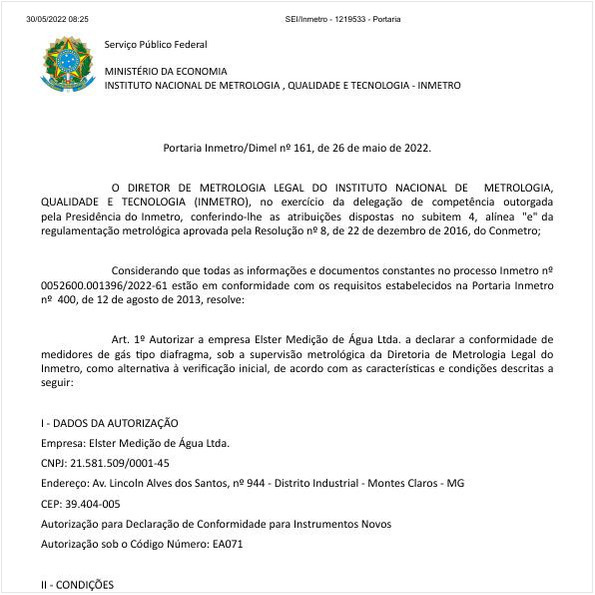 Portaria DIMEL/INMETRO 161:2022