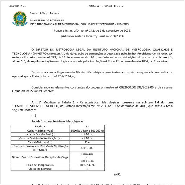 Portaria DIMEL/INMETRO 242:2022