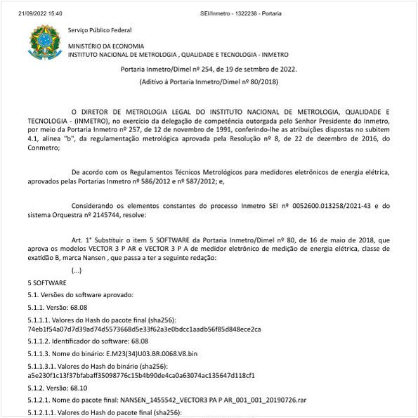 Portaria DIMEL/INMETRO 254:2022
