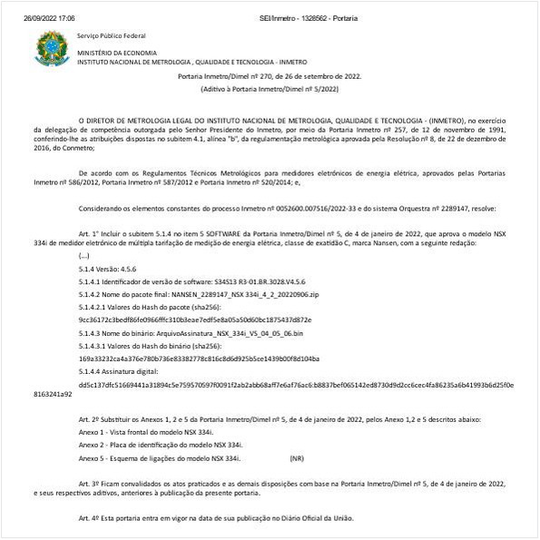 Portaria DIMEL/INMETRO 270:2022
