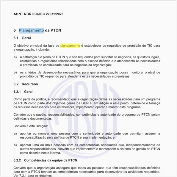 Como deve ser o planejamento da PTCN?