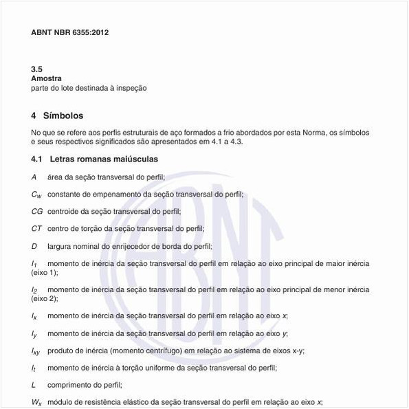 Nessa norma, o que representam as letras romanas maiúsculas?