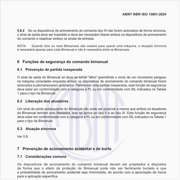 Quais são as funções de segurança do comando bimanual?
