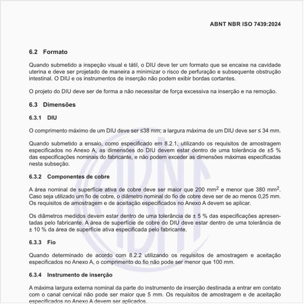 Quais devem ser as dimensões do DIU?