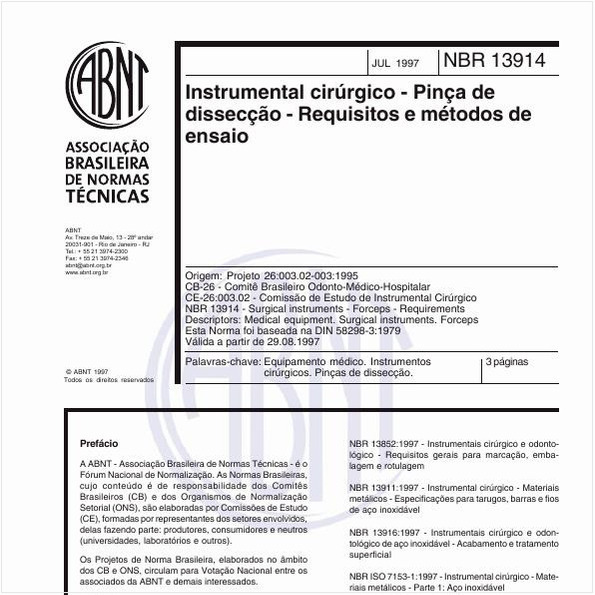 Target Normas: ABNT NBR 13914 NBR13914 Instrumental cirúrgico