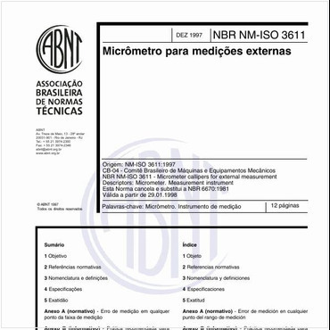 ABNT NBR NM-ISO 3611 NBRNM-ISO3611 Micrômetro para medições externas