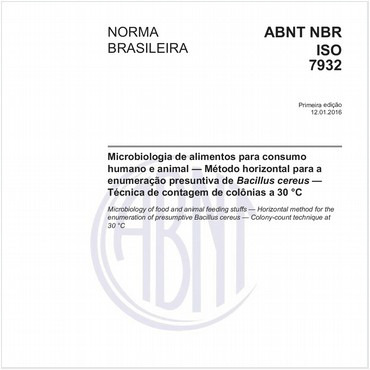 ABNT NBR ISO 7932 NBRISO7932 Microbiologia de alimentos para consumo