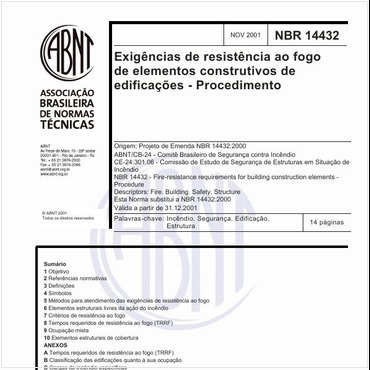 ABNT NBR 14432 NBR14432 Exigências de resistência ao fogo de