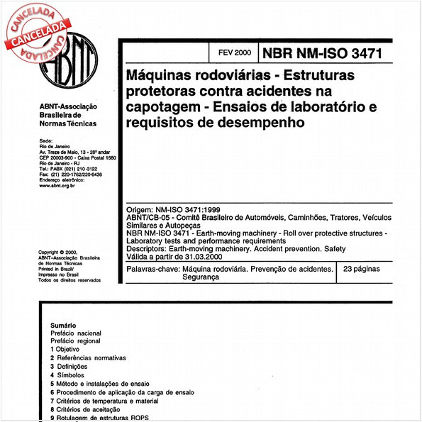 Target Normas: ABNT NBR NM-ISO 3471 NBRNM-ISO3471 Máquinas