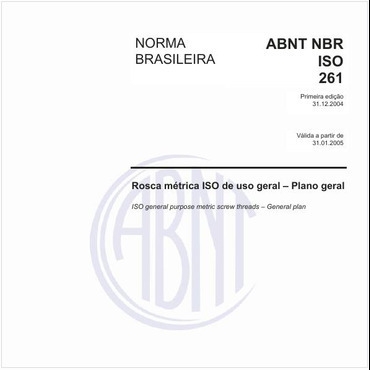 ABNT NBR ISO 261 NBRISO261 Rosca métrica ISO de uso geral - Plano