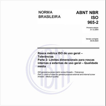 ABNT NBR ISO 965-2 NBRISO965-2 Rosca métrica ISO de uso geral