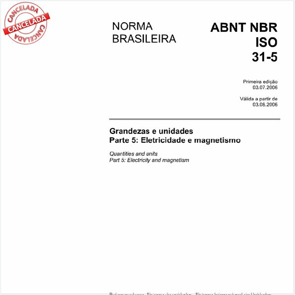 ABNT NBR ISO 31-5 NBRISO31-5 Grandezas e unidades - Parte 5: