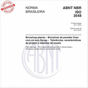 ABNT NBR ISO 3548 NBRISO3548 Bronzinas planas - Bronzinas de paredes