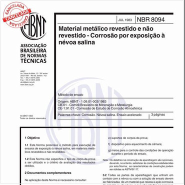 ABNT NBR 8094 NBR8094 Material metálico revestido e não revestido
