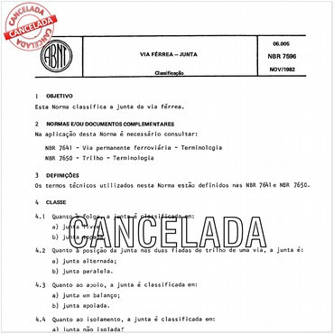 ABNT NBR 7596 NBR7596 Via férrea - Junta