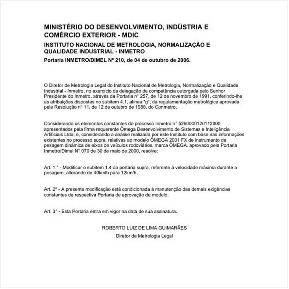 Portaria DIMEL/INMETRO 210:2006