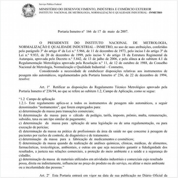 Portaria INMETRO/MDIC 157:2007