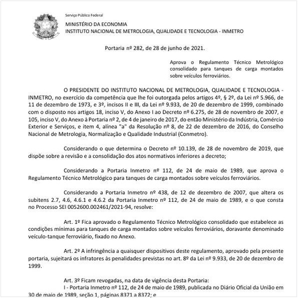 Portaria INMETRO/ME - 282:2021