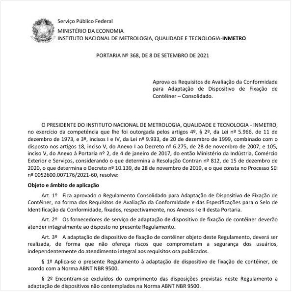 Portaria INMETRO/ME - 368:2021
