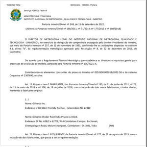 Portaria DIMEL/INMETRO 248:2022