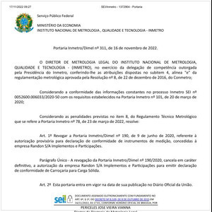 Portaria DIMEL/INMETRO 311:2022
