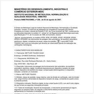 Portaria DIMEL/INMETRO 206:2007
